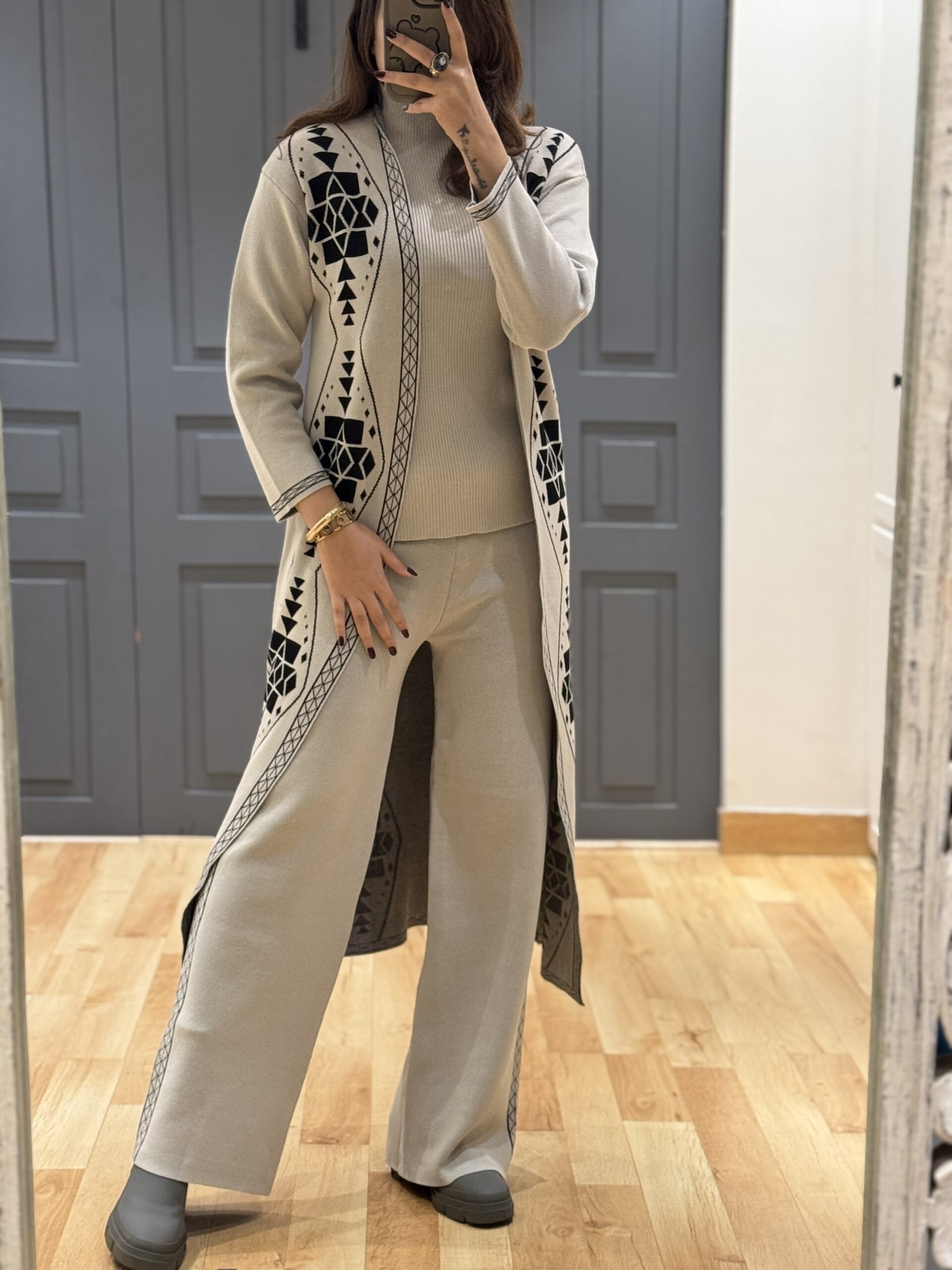 Ero Winter Coord Set With Long Cape - wanderlustbysahiba.co.in